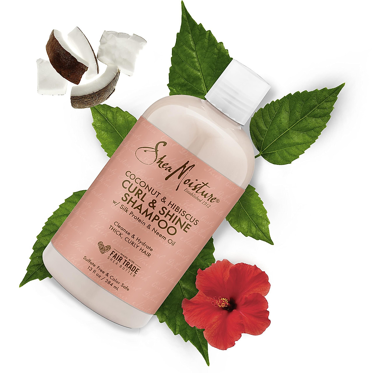 SheaMoisture Shampoo Curl and Shine for Curly Hair Coconut and Hibiscus Paraben Free Shampoo 13 oz