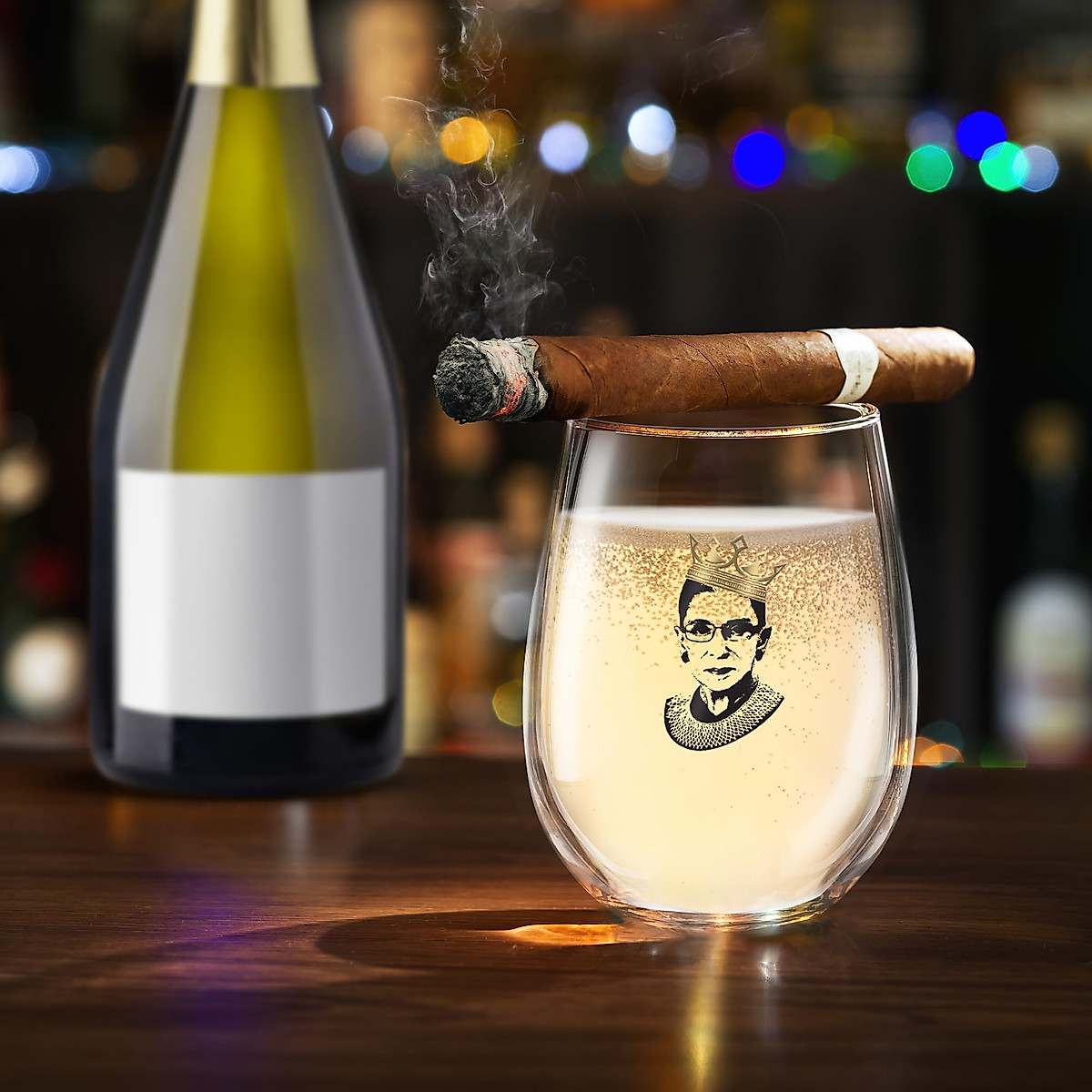 Majority Blue - Ruth Bader Ginsburg - RBG Wine Glasses | Gifts for Feminist | RBG Wine Glass Gifts for Women | Gift for Her | RBG Crown | Ginsburg Lawyer Glass | Justice Glassware Collection (15 oz)