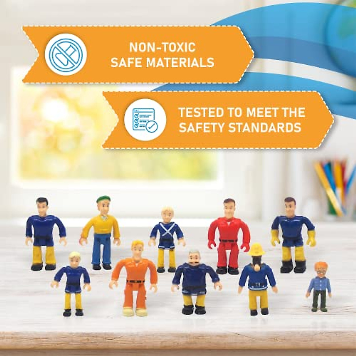 FUNERICA 10-Set Toy Figures of Fireman and Family People for Kids, Children, Toddlers, Boys and Girls Pretend Play. Firemen, Action Party Supplies Figurines