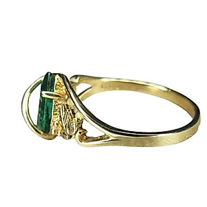 Lab Created Emerald Marquise Wrap Ring, 10k Yellow Gold, 12k Pink and Green Black Hills Gold Size 5.5