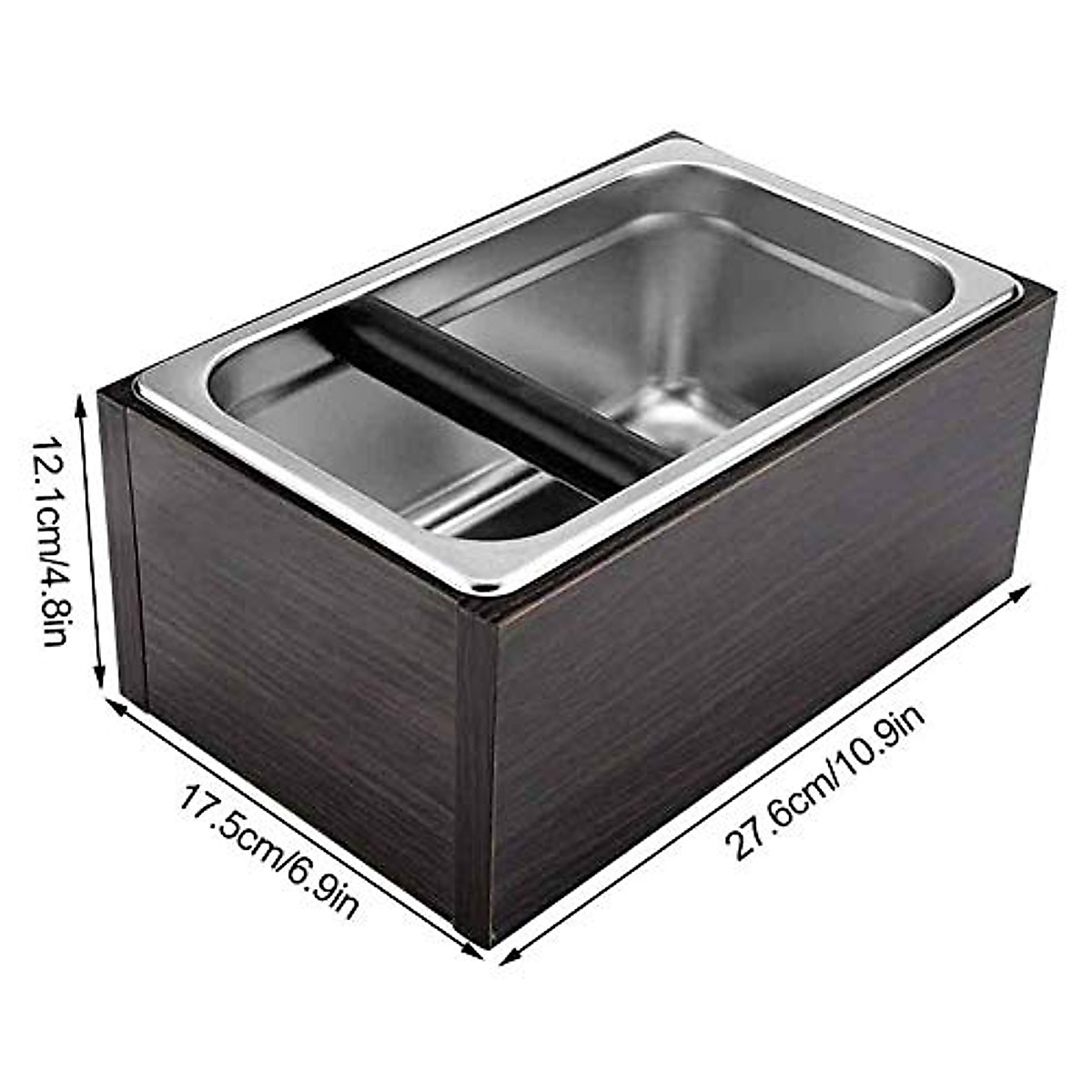 SYKSOL GUANGMING - Stainless Steel Coffee Knock Box with Handle Wooden Exterior, Container for Grounds Waste, Large Capacity Practical Coffee Knock Box,17.5 * 12.1 * 27.6