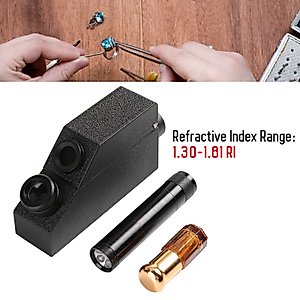 Leftwei Gem Refractometer, Professional Gemstone ldentification Gem Refractometer Refractive Index Meter Jewelry Test Tool with 3 ML Reflective Index Fluid for Gemologists, Jeweler