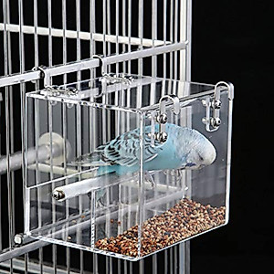 POPETPOP No Mess Bird Feeder for Cage with Hooks - Parrot Feeder Cage Accessories Supplies for Parakeet Canary Cockatiel Finch