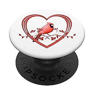 Northern Cardinal Bird in Heart PopSockets PopGrip: Swappable Grip for Phones & Tablets