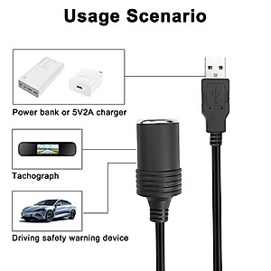 MEIRIYFA USB to Cigarette Lighter Socket Converter for Car,USB A Male 5V to 12V Step Up Car Cigarette Lighter Female Adapter Cable for Car Driving Recorder,GPS,E-Dog