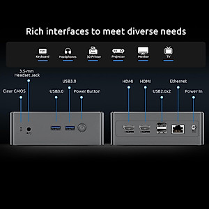 Bmax B2 S Mini PC N4020C 6GB DDR4 128GB eMMC (up to 2.8GHz), HDMI/VGA Port Support 4K Dual Screen Display, Dual Band WiFi RJ45 BT4.2 USB 3.0x4 Micro Desktop Computer Office