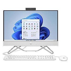 HP 24-CB100 2023 All-in-One Desktop 24 inch 10-Core 12th Intel Core i5-1235U Intel Iris Xe Graphics Graphics 64GB DDR4 4TB SSD WiFi 6E RJ45 LAN Windows 11 Pro White Wireless KB w/ONT 32GB USB