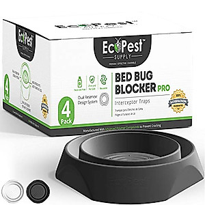 Bed Bug Interceptors – 4 Pack | Bed Bug Blocker (Pro) Interceptor Traps | Insect Trap, Monitor, and Detector for Bed Legs (Black)