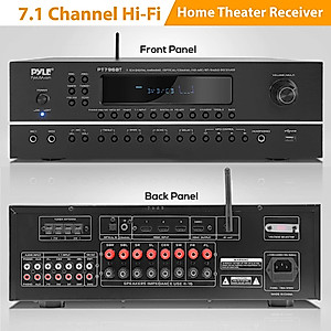 Pyle 7.1-Channel Hi-Fi Bluetooth Stereo Amplifier - 2000 Watt AV Home Theater Speaker Subwoofer Surround Sound Receiver w/Radio, USB, RCA, HDMI, MIC in, Supports 4K UHD TV, 3D, Blu-Ray -PT796BT