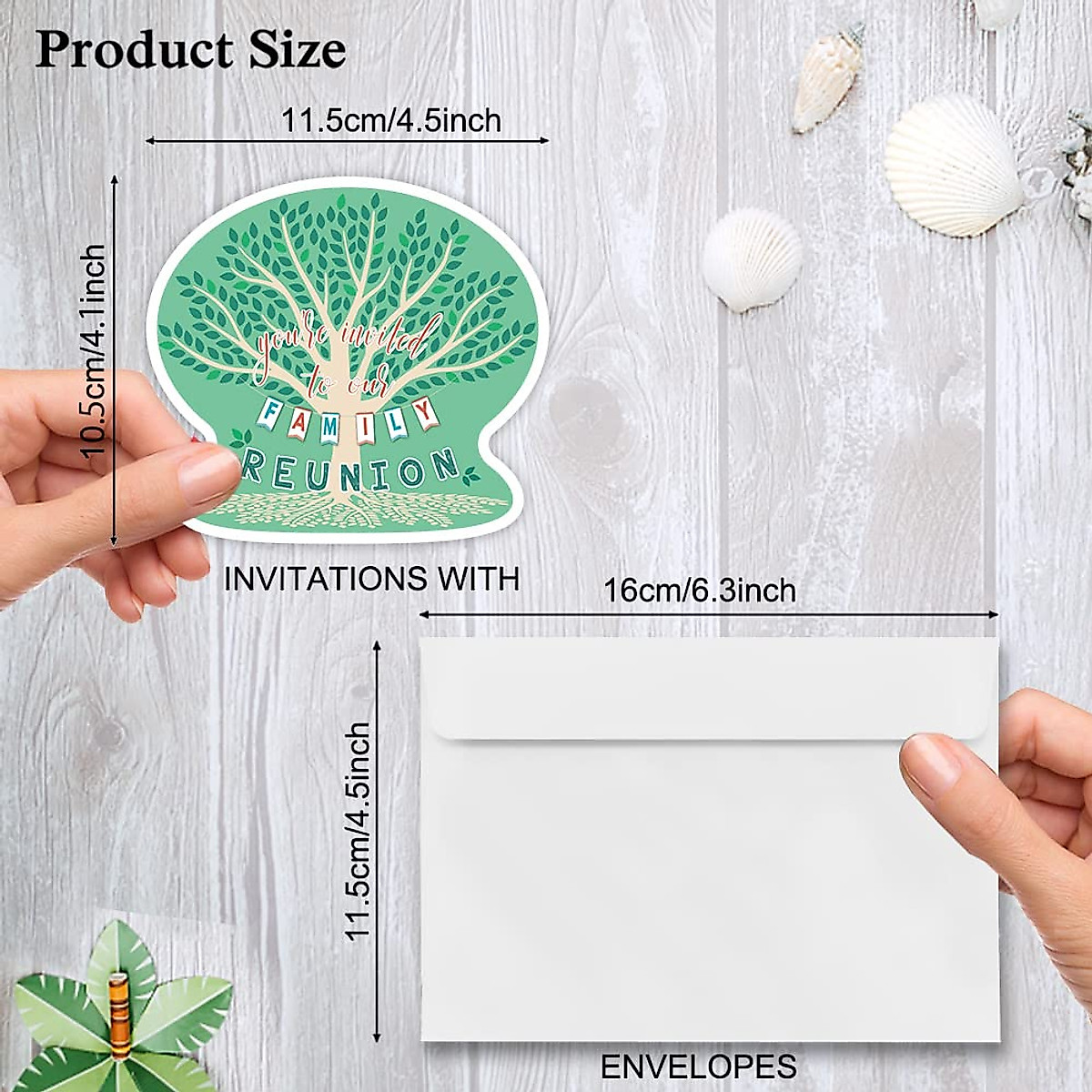 Haizct 15 Pack Family Tree Reunion Shaped Fill-In Invitations with Envelopes,Family Gathering Party,Greenery,Bridal Shower Invitations,Baby Shower,Wedding Invitation Cards(YXK053)