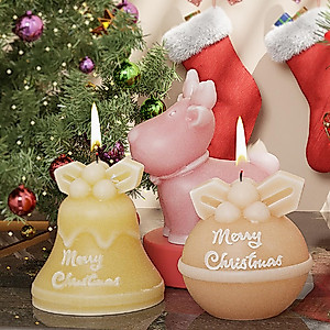 6Pcs Christmas Candle Molds,Christmas Snowman Silicone Molds Jingle Bell Bells Resin Molds Christmas Sock Resin Mold Santa Claus Elk Deer Silicone Mold for Xmas Candle Making Craft Supplies Home Decor