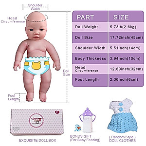 SERENDOLL 18 inch Realistic Full Silicone Baby Doll, Lifelike Reborn Baby Dolls, Toy, and Collectible Bald Girl 039