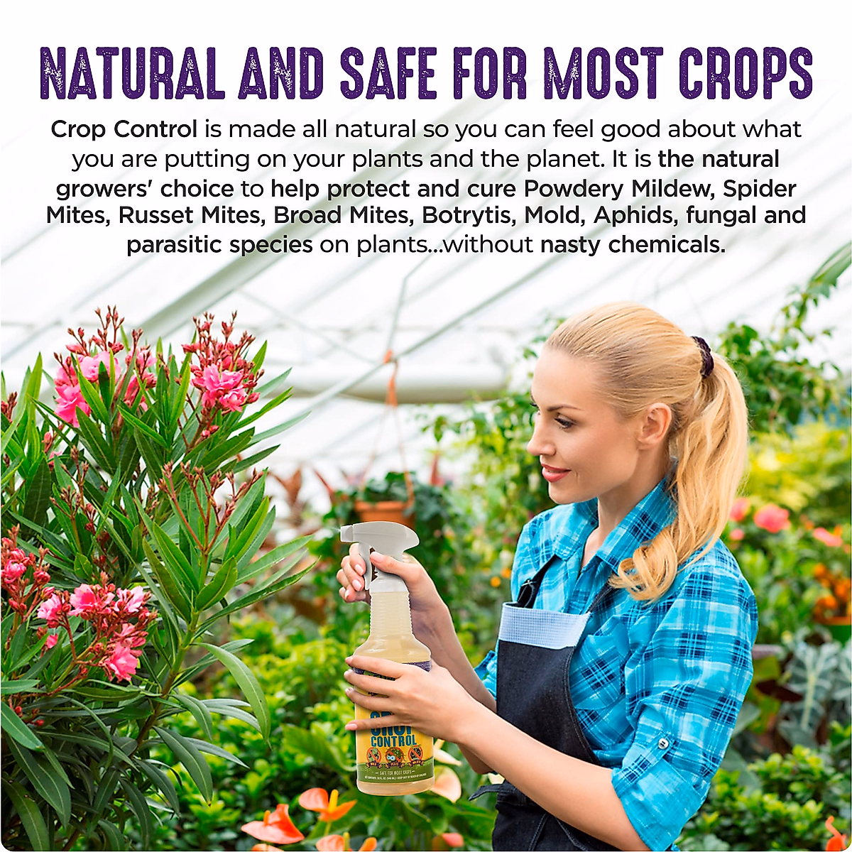 Trifecta Crop Control Ready to Use Maximum Strength Natural Pesticide, Fungicide, Miticide, Insecticide, Help Defeat Spider Mites, Powdery Mildew, Botrytis and Mold on Plants 16 OZ Size