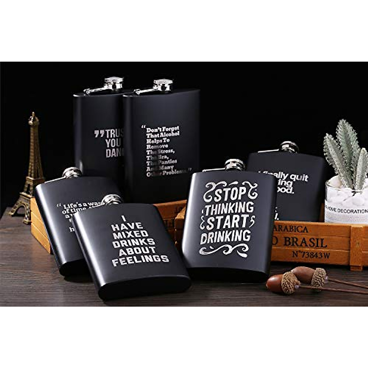 Personalized Flask Custom Flask | Engraved Any Text/Logo | 8 Oz Stainless Steel Pocket Hip Flask for Drinking | Wedding Gift for Groomsman, Dad | 2022 First Christmas