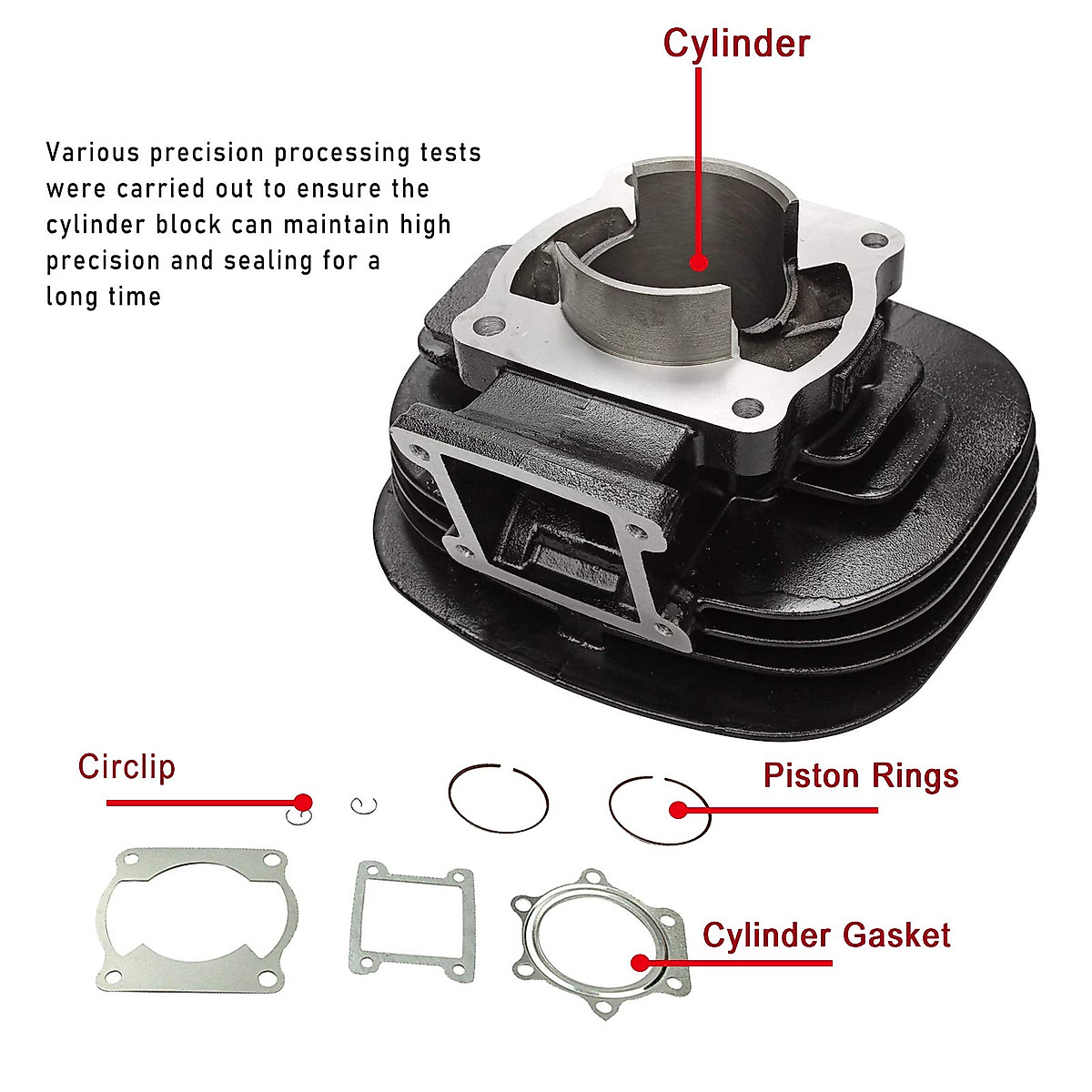BLACKHORSE-RACING Cylinder Carburetor Piston Gasket Top End Kit Set Rebuild Kit Compatible with Yamaha Blaster 200 YFS200 1988-2006, Replaces# 2XJ-11311-02-00 5VM-14101-00-00
