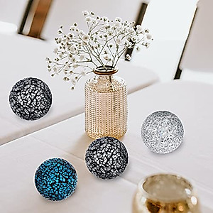 6 Pieces Decorative Glass Balls 2.4" Small Mosaic Sphere Decorative Orbs Centerpiece Balls for Bowls, Vases, Dining Table Decor, Diameter 2.4 Inches (B, 6)