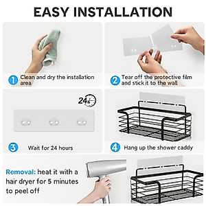 Lsnisni 14 Pack Shower Caddy Adhesive Replacement, Strong Adhesive Hooks for Shower Caddy, Waterproof Shower Adhesive Strips, No Drilling, for Bathroom Storage Shelves and Kitchen Racks