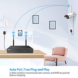 Hiseeu 2K Wireless Security Camera System, 10CH NVR Kit,8Pcs 3MP WiFi Surveillance Cameras for Home Indoor/Outdoor Use,Night Vision,Waterproof, Motion Detection, 3TB Hard Drive and DC Power Included