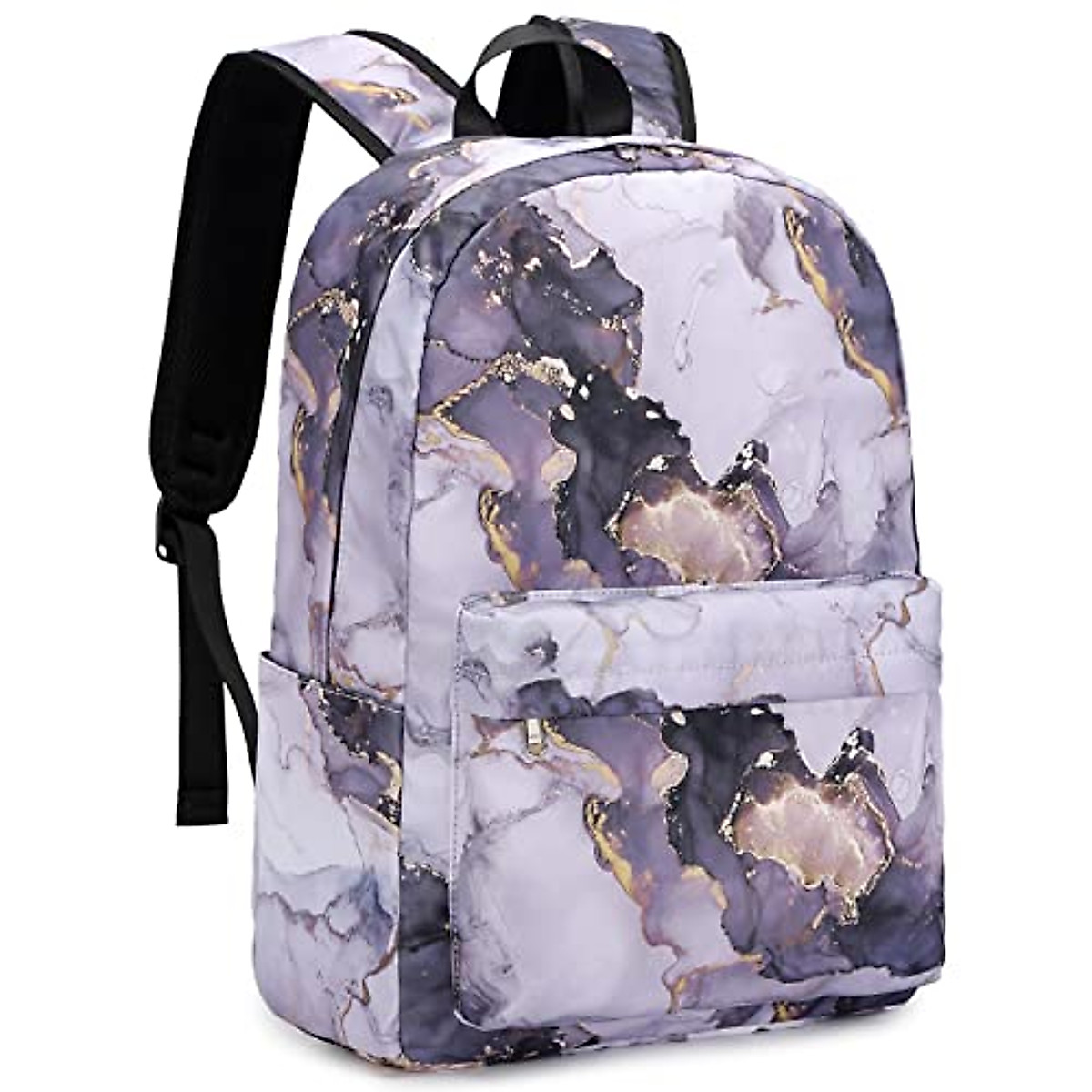 JIANYA Backpack for Teen Girls Boys School Backpack with Lunch Box Marble Kids Book Bag Schoolbag