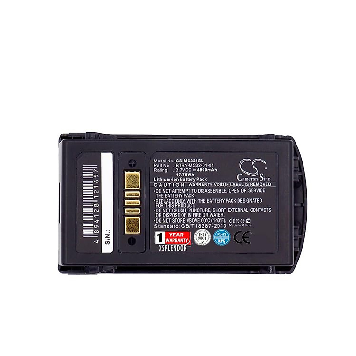 XSP 4800mAh Replacement Battery MC32N0, MC3200, MC32N0-S PN 82-000012-01, BTRY-MC32-52MA-10, BTRY-MC33-52MA-01, BTRY-MC32-01-01