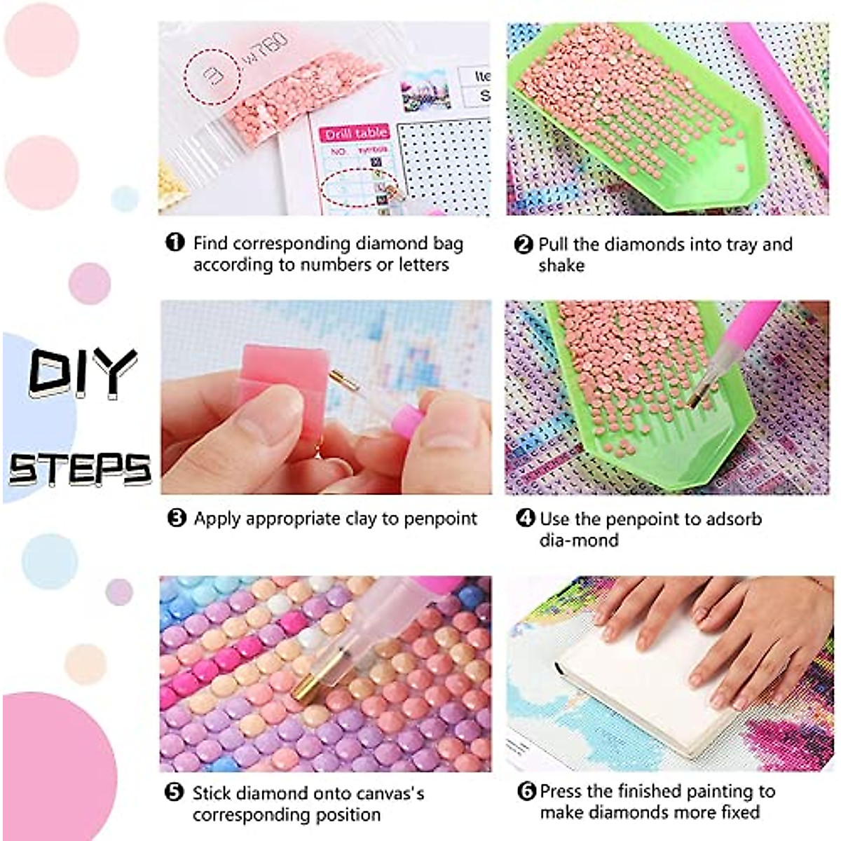 Huand DIY Diamond Painting Kits for Adults 5D Full Round Drill Angel Diamond Art Kits for Bedroom Wall Decor 8X12 Inch(Angel)