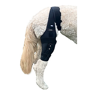 Labra Dog Canine Knee Stifle Brace Wrap, Metal Splint Hinged Flexible Support Brace for K9 ACL, CCL, Luxating Patella, Cruciate Ligament Sprains in Back, Rear, Hind Leg (Extra Large - 75-100lbs)