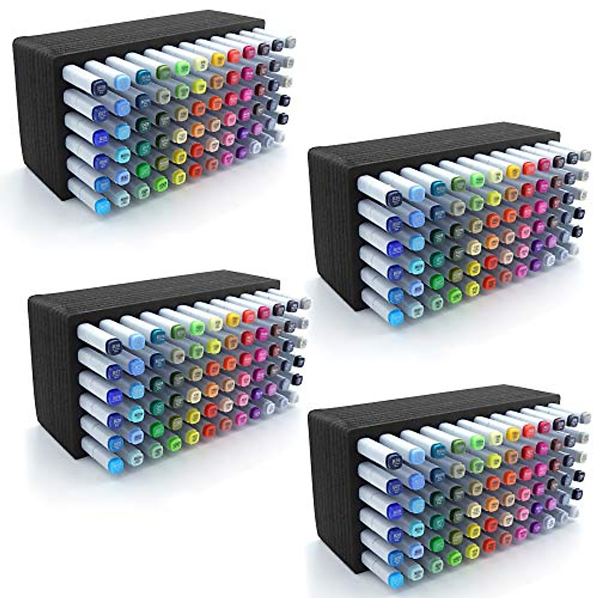 Polar Whale 4 Art Marker Storage Tray Organizers Pen Pencil Brush Storage Design Stand Supply Horizontal Storage Non-Scratch Non-Rattle Washable Compatible with Copic and More Each Holds 72