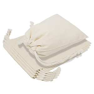 TOPDesign 10-Pack 10” x 12” Reusable Produce Bags, Muslin Bags with Drawstrings for Shopping & Storage, 100% Natural Cotton Bags, Washable, Biodegradable, Food Safe