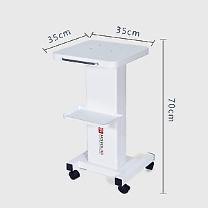 Medical Cart Household Utility Carts, Lab Cart Mobile Trolley Serving Equipment Steel Beauty Salon Cart with Handle, White Small Bubbles Spa Insturment Trolley with Storage, Universal Brake Wheel, 50K