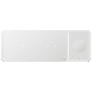 Samsung Electronics Wireless Charger Trio, Qi Compatible - Charge up to 3 Devices at Once for Galaxy Phones, Buds, Watches, and Apple iPhone Devices (White)