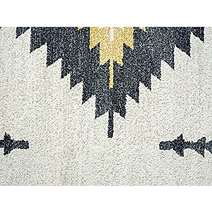 Abani Contemporary Southwestern Print 5'3" x 7'6" (5'x8') Area Rug - Non-Shed Yellow & Grey Rugs Living Room Rug