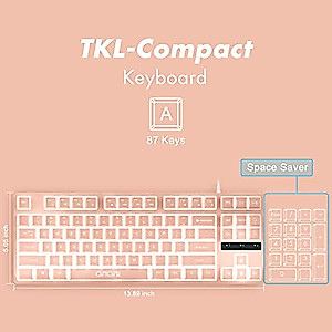 Gaming Keyboard and Mouse Pink Keyboard with White Backlit,CHONCHOW USB Wired 87key Gaming Keyboard Mini and Mouse 3600DPI,19 Keys No-Conflict, Illuminated Keys Compatible with PC/Ps4，Ps5/Xbox/Mac