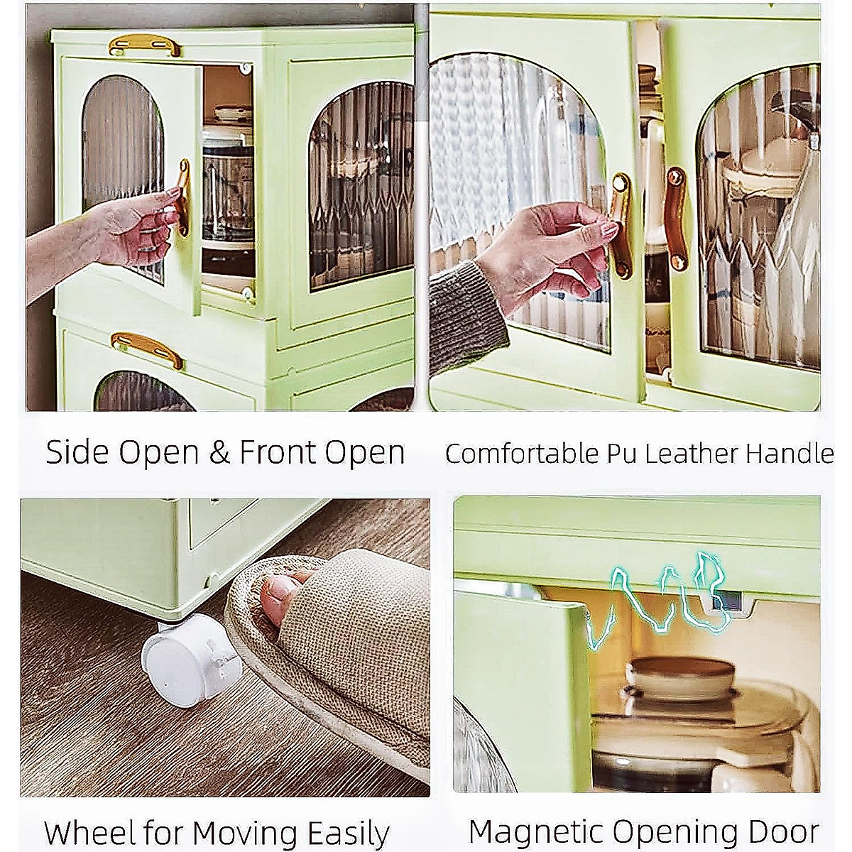 Fordonral 3 Pack Closet Organizers and Storage, Collapsible Storage Bins with Lids and 3 Doors, Heavy Duty Stackable Storage Bins Modern Cabinet, 3 × 11 Gallon / 50 Liters / 44 Quart