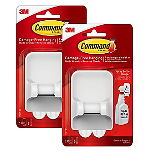 Command Spray Bottle Hanger, Total 2 Holders with 4 Command Strips, 2 Pack of 1 Hanger, Organize Damage-Free