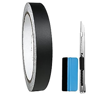LZLRUN Black Matte Air-Release Adhesive Vinyl Tape Roll - Come with Installation Tool Set (1/2" x 30ft)