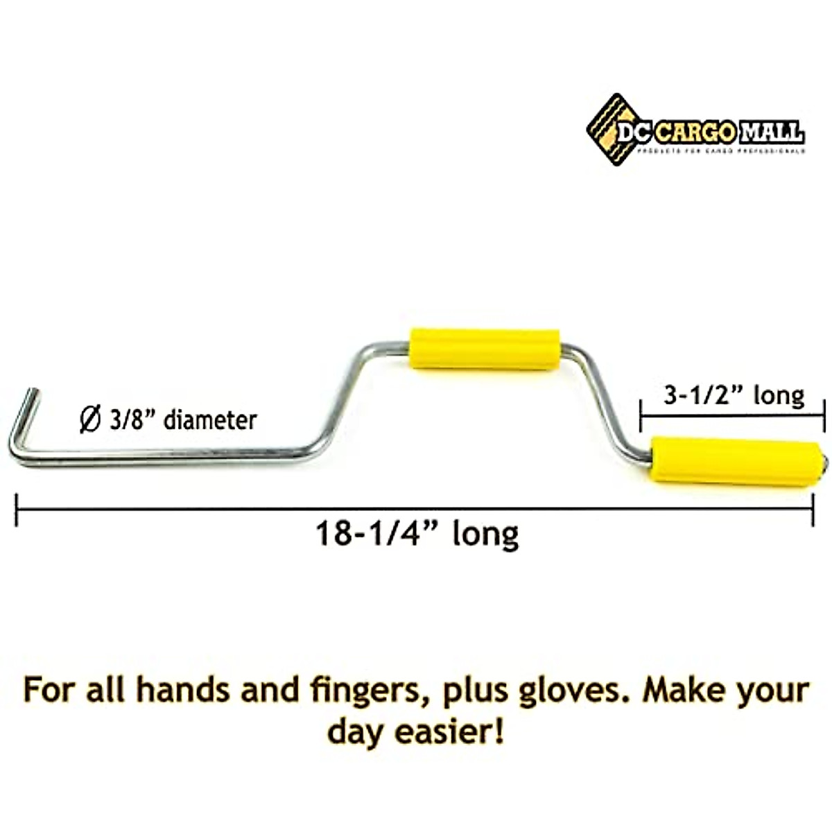 DC Cargo Mall Easy Speedy Hand Roller for Winding Up Winch Straps | 18" Roll Up Bar for Flatbed Trailer Winches