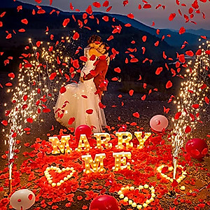 4115 Pcs Marry Me Sign Proposal Decorations 7 Pcs Light up Marry Me Sign 48 Pcs Heart Led Candle Tealight 4000 Pcs Red Artificial Rose Petal 60 Pcs Balloons for Romantic Night Party Wedding