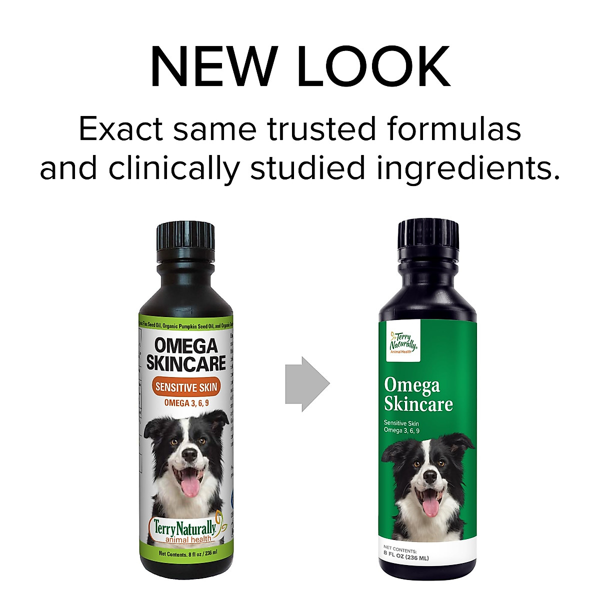 Terry Naturally Animal Health Omega Skincare - 8 fl oz - with Omega-3, -6, -9, Flax, Pumpkin, Sunflower & Sesame Seed Oil - Canine Only - 47 Servings