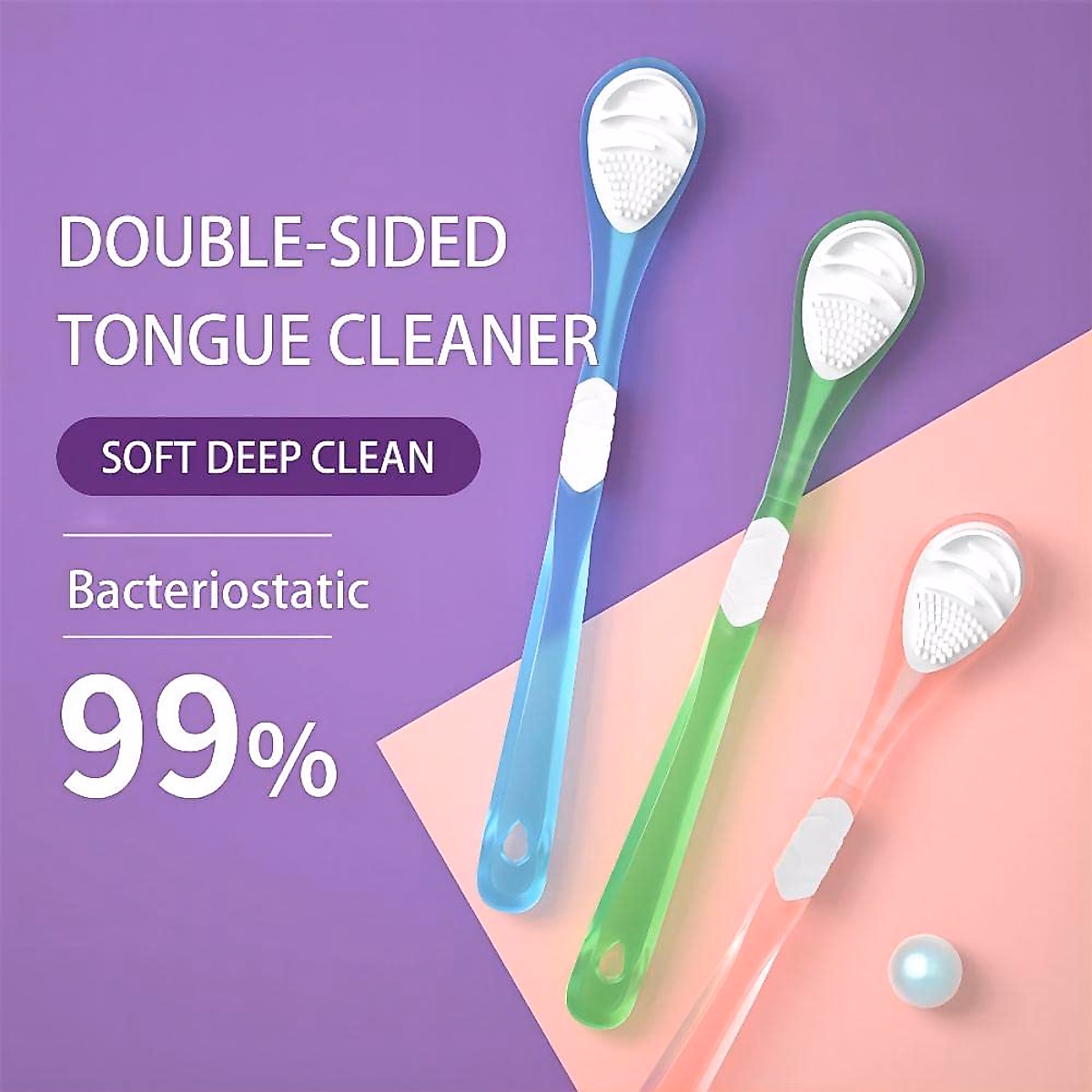 Y-Kelin Double-Side Desiged Tongue Scraper, Ultra-Soft Tongue Brush Tongue Cleaner (3 Pack)