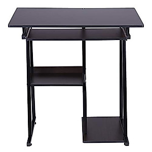 Computer Desk with Storage Shelve/Pullout Keyboard Tray/Monitor Stand - Modern Simple Study Wooden Desk with Metal Frame for Home Office - Writing Study Desk Office Desk Workstation