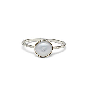 Pura Vida Silver-Plated Pretty in Pearl Ring, 925 Sterling Silver Band - Size 8