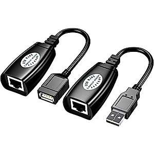USB Over RJ45，USB RJ45 Extender Over Cat5/Cat5e /Cat6 Cable Extension Cable Connector Adapter - Up to 150ft Length, Printer
