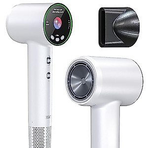 HHT Professional Hair Dryer, Negative Ionic Blow Dryer with 110, 000 RPM Brushless Motor for Fast Drying, LCD Display High-Speed Low Noise Hairdryer with Magnetic Nozzle for Salon, Home and Travel