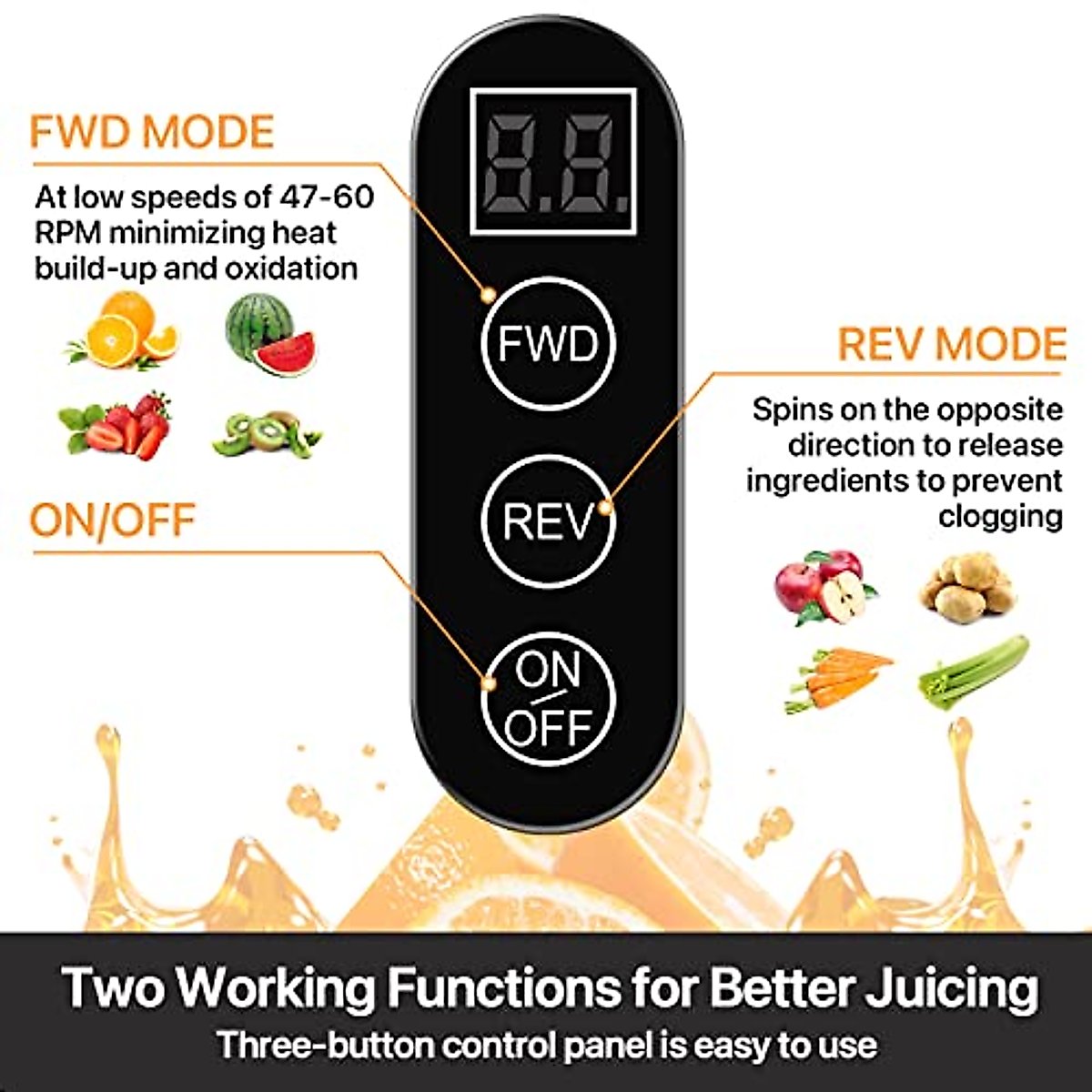 SIFENE Vertical Cold Press Juicer, Slow Masticating Juicer Machine, Juice Maker Extractor with 3.2" Big Mouth for Whole Fruits and Vegetables, Easy to Clean