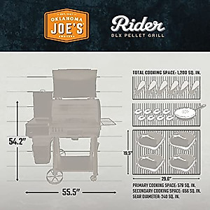 Oklahoma Joe's 22202150 Rider 1200 DLX Pellet Grill/BBQ Smoker, Black
