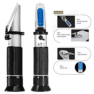 Logic Box Sucrose Refractometer for Honey Moisture, Brix and Baume, 3-in-1 Uses, 58-92% Brix Tester with ATC, Ideal for high Sugar Maple Syrup, and Molasses, Malt,Bee Keeping Supplies