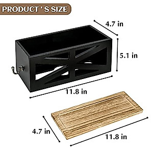 Solid Wood Paper Towel Dispenser Wall Mounted, Paper Towel Holder Wall Mount with Lid, Commercial C-Fold, Z-Fold, Trifold Hand Paper Towel Holder Dispenser, Napkin Holder with Metal Hooks for Kitchen