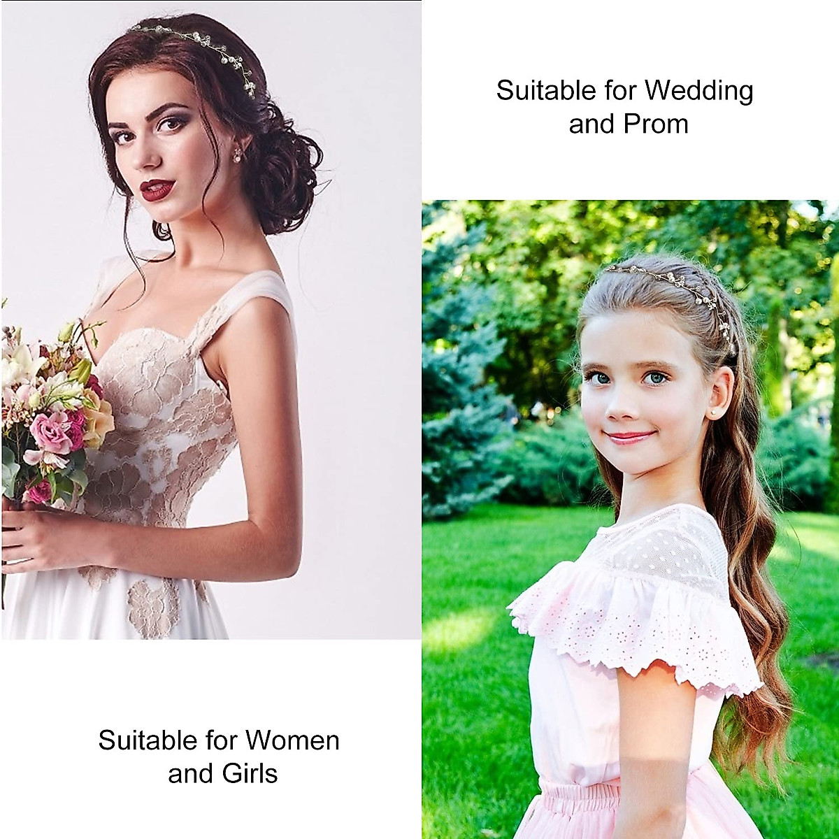 Didder Bridal Headpiece for Wedding, Silver Bridal Headband Rhinestone Wedding Headpiece for Bridal, Crystal Wedding Headband Hair Accessories for Brides Women Wedding Jewelry for Bride Bridesmaids