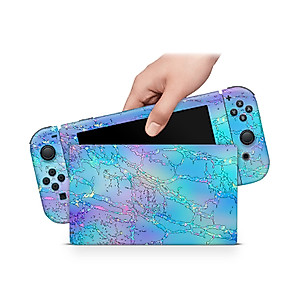ZOOMHITSKINS Compatible with Switch Skin Cover Exquisite Gem Cute Kawaii Pink Blue Vinyl Decal Sticker Wrap, Made in The USA