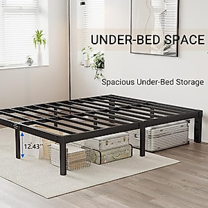 SunnyDaze 14 Inch High Platform California King Bed Frames No Box Spring Needed, Metal Cal King Bed Frame, Heavy Duty, Easy Assembly, Noise Free, Black